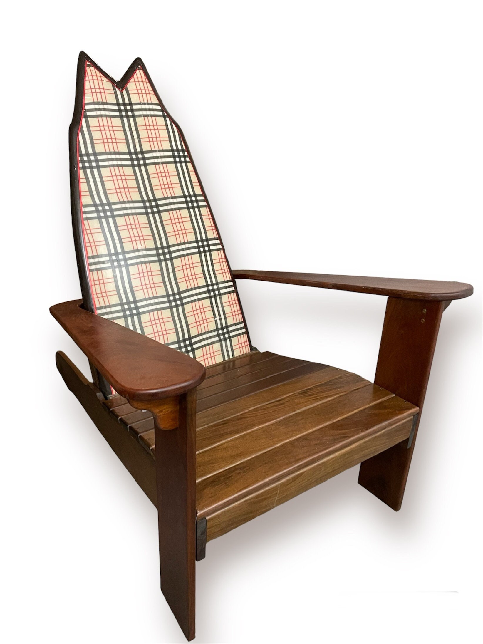 Checkered Ipe Wood Surfboard Patio Set Recycled Surf Chair, Exotic Wood ...
