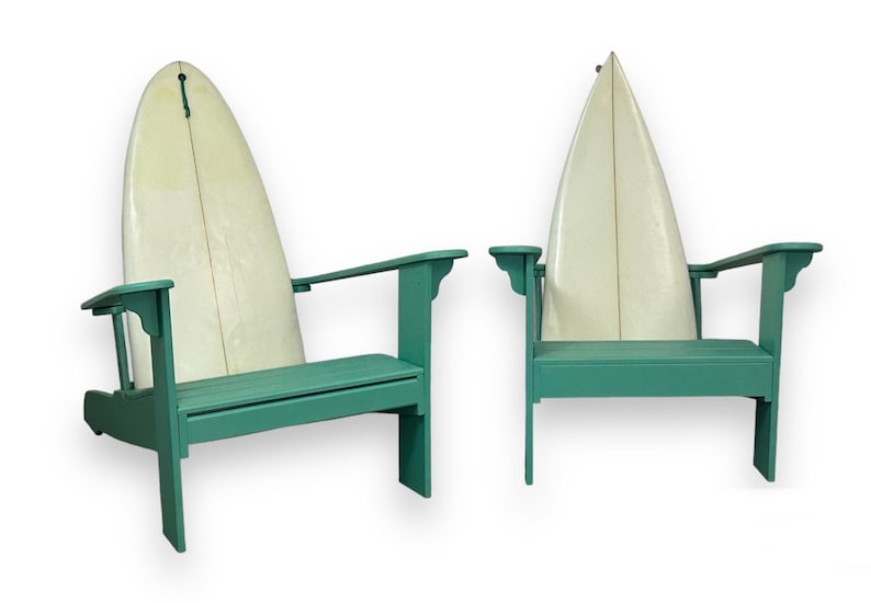 White Surfboard. Pair, Adirondack Chair, Recycled Unique Surf Chair ...
