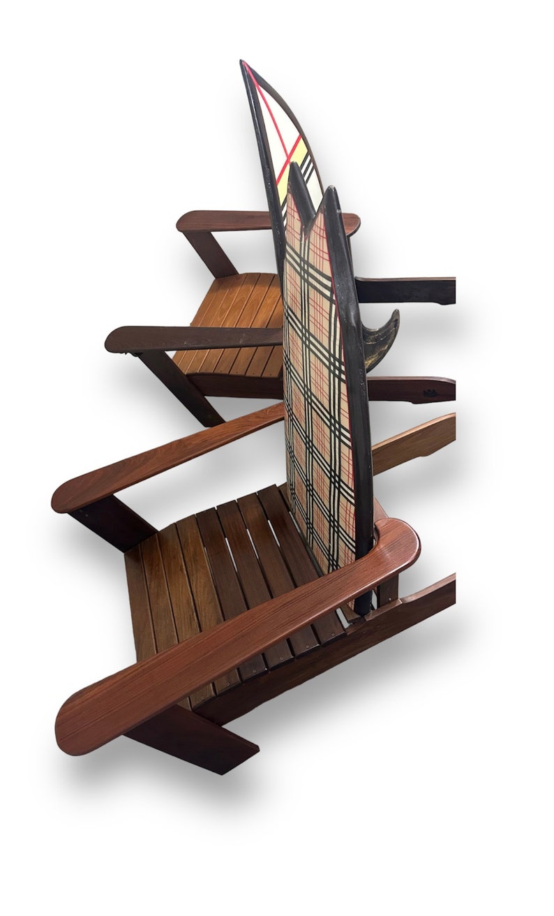 Checkered Ipe Wood Surfboard Patio Set Recycled Surf Chair, Exotic Wood ...