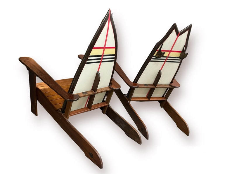 Checkered Ipe Wood Surfboard Patio Set Recycled Surf Chair, Exotic Wood ...