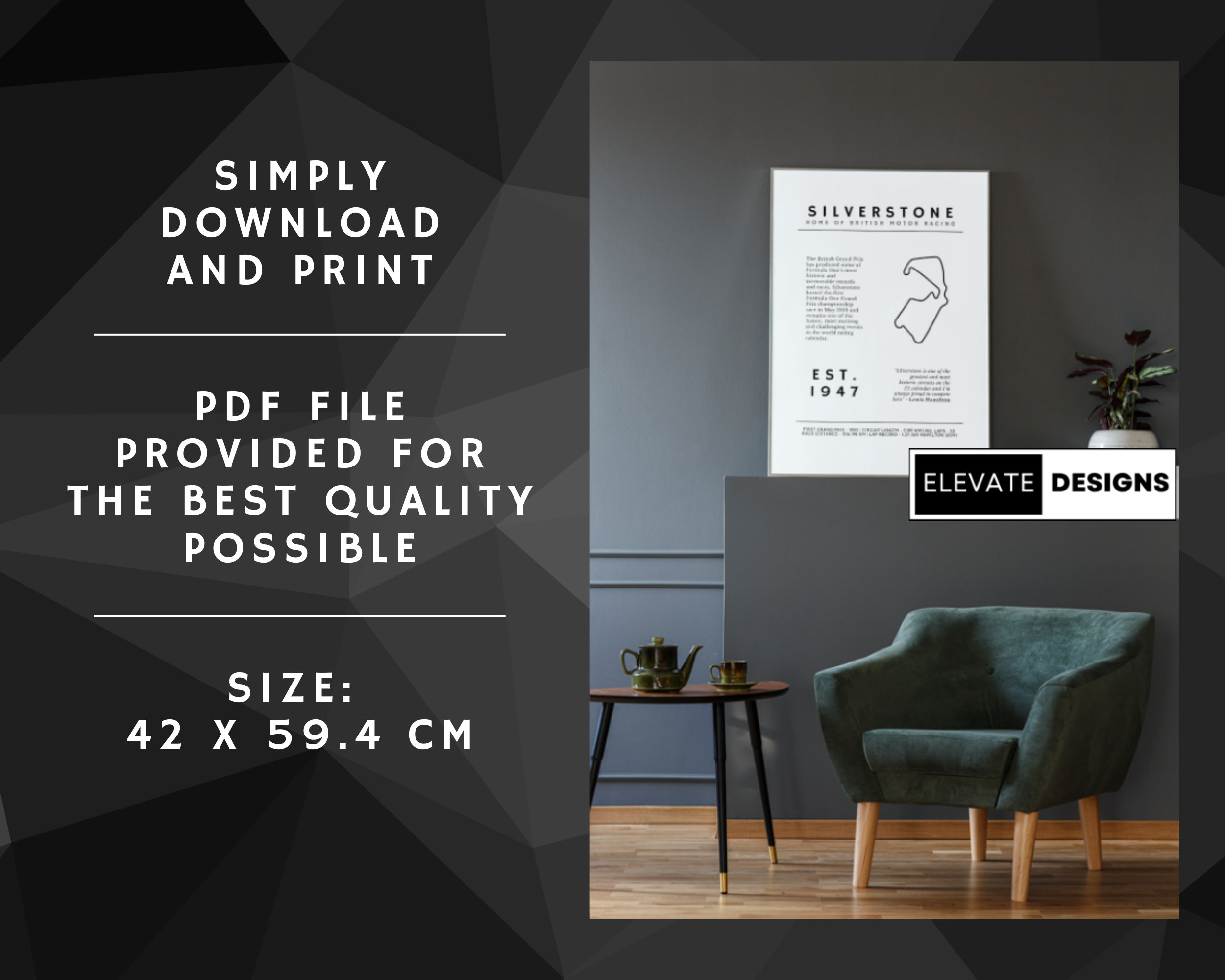 Silverstone F1 Circuit Print Digital Download F1 Poster Formula 1 ...