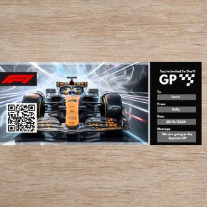Personalised Printable FORMULA 1 Gift Ticket. F1 Grand Prix, Formula ...