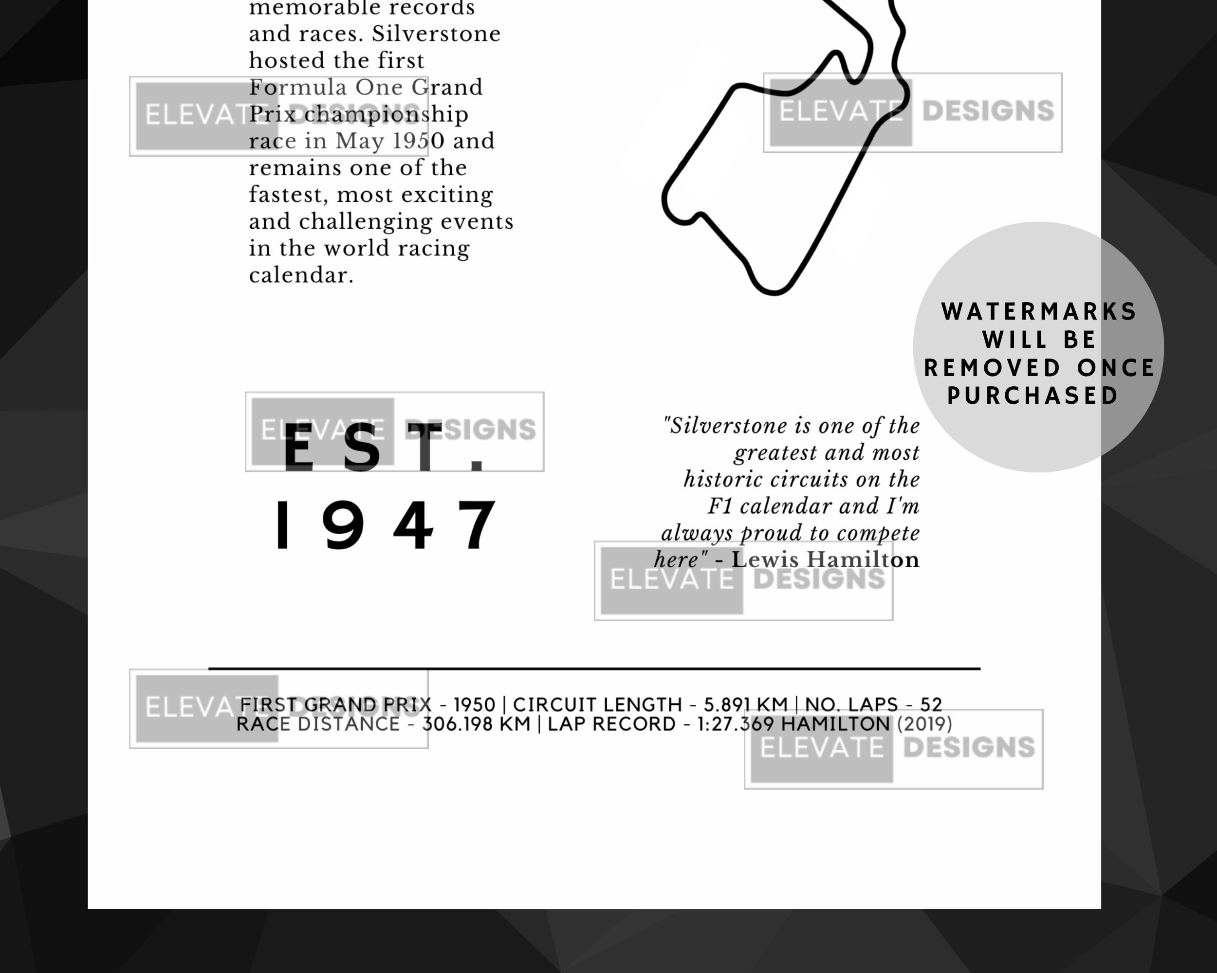 Silverstone F1 Circuit Print Digital Download F1 Poster Formula 1 ...