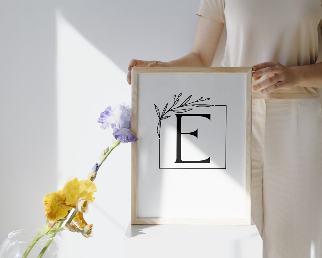 Rustic Modern Letter “E” Black Bold Lettering Printable Wall Art - Etsy