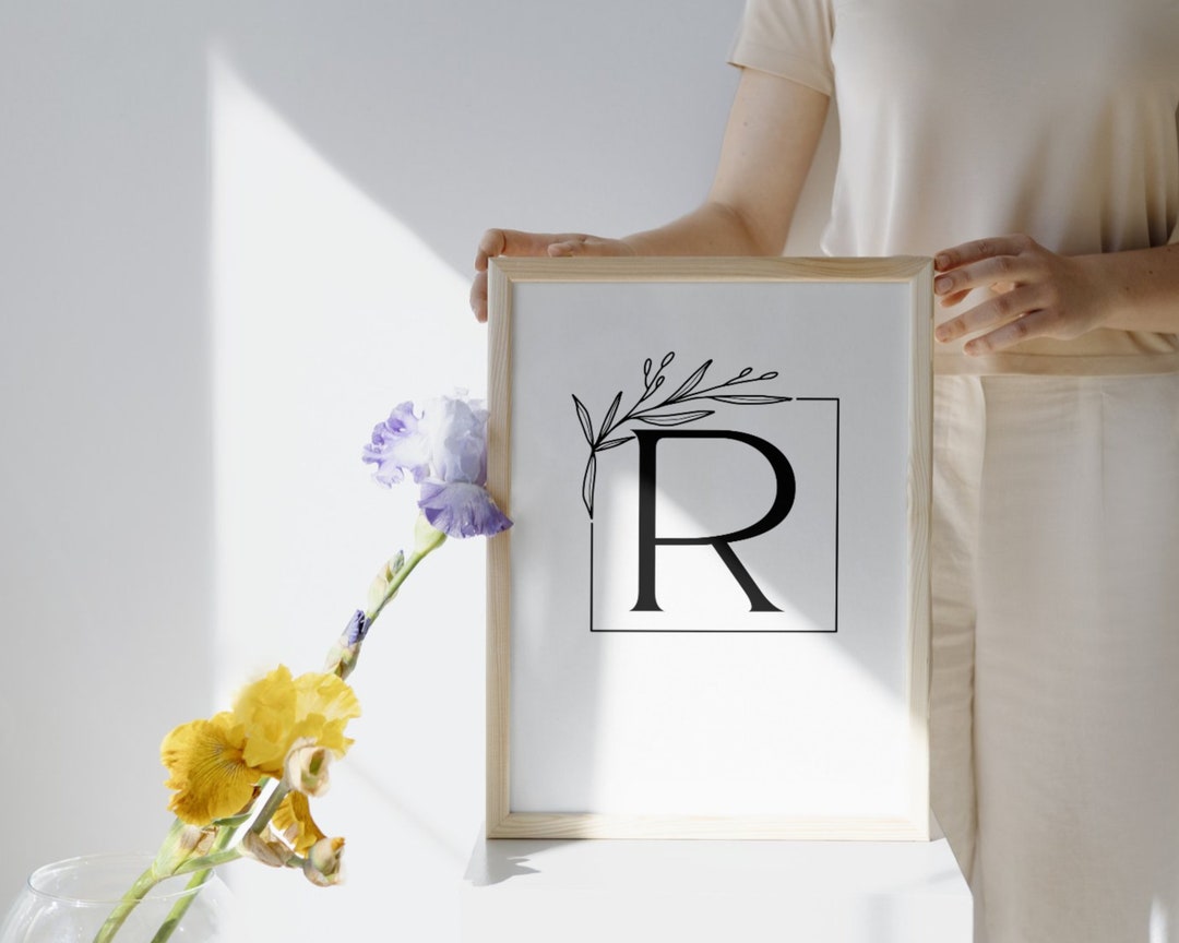 Rustic Modern Letter R Black Bold Lettering Printable Wall Art - Etsy