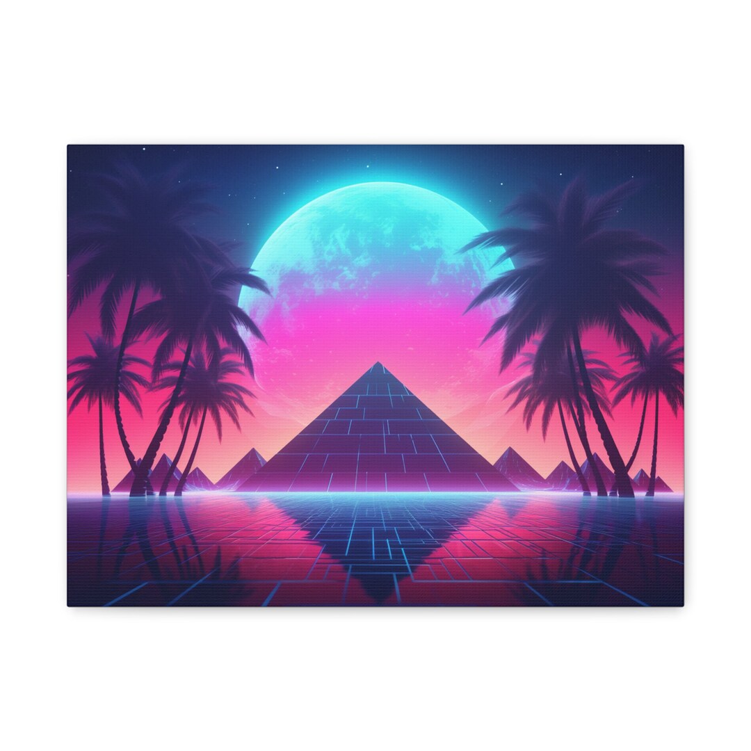 Synth Wave Pyramids and Palm Trees - Etsy