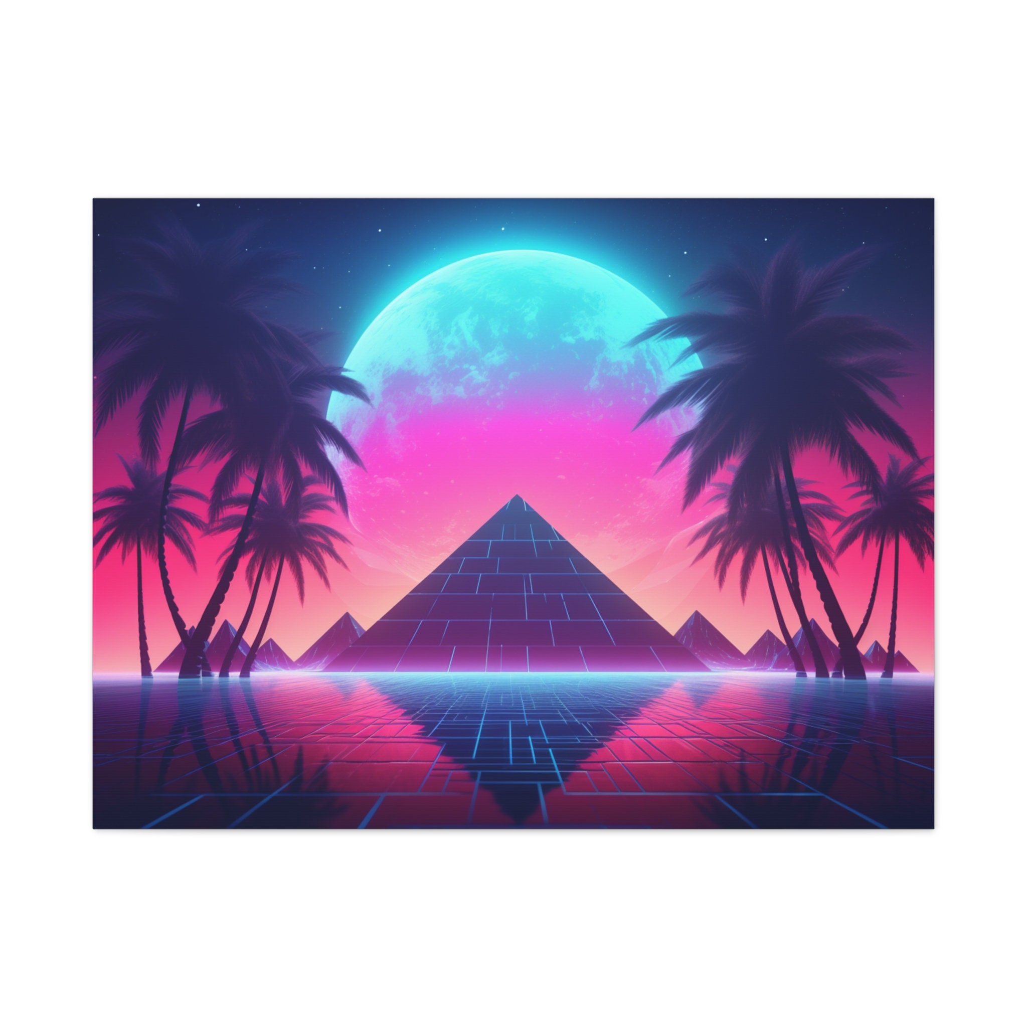 Synth Wave Pyramids and Palm Trees - Etsy
