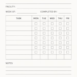 Weekly Facility Maintenance Checklist | Printable PDF & Editable ...