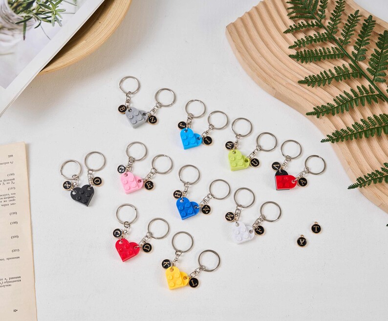 Personalized Initial Heart Keychain Set, Initials Matching Keychains ...