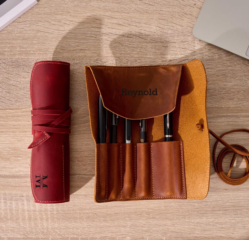 Fountain Pen Case, Leather Pencil Roll, Custom Pen Pouch, Leather Pen ...