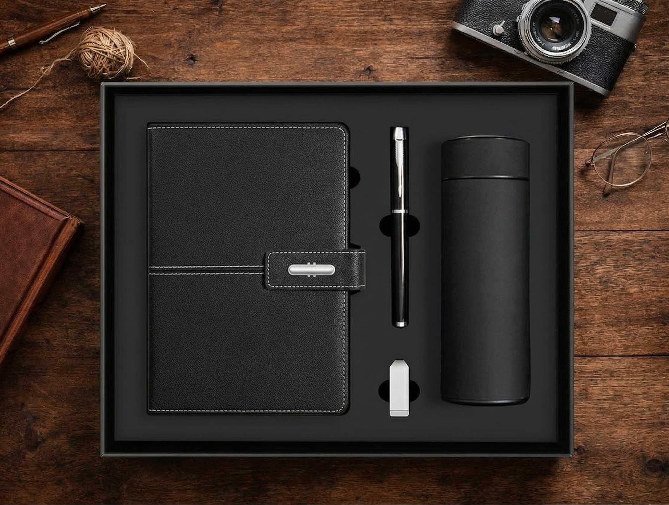 Personalized PU Leather Notebook Set, Custom Engraved Journal Gift ...