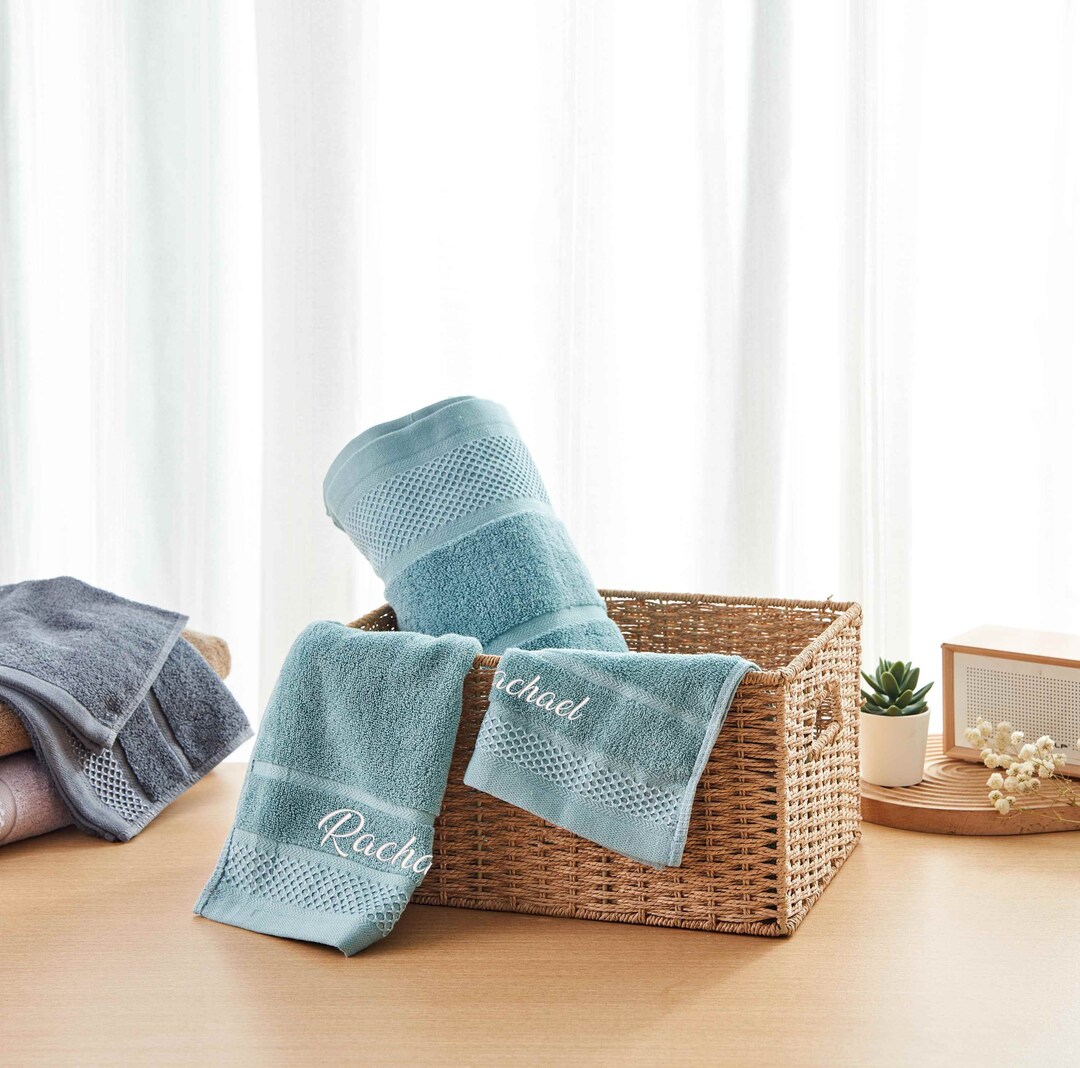 Personalized Bath Towel Set, Custom Monogrammed/embroidered, Bathroom ...