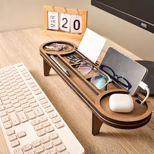 Custom Wood Desk Organizer, Personalized Desk Organizer, Office ...