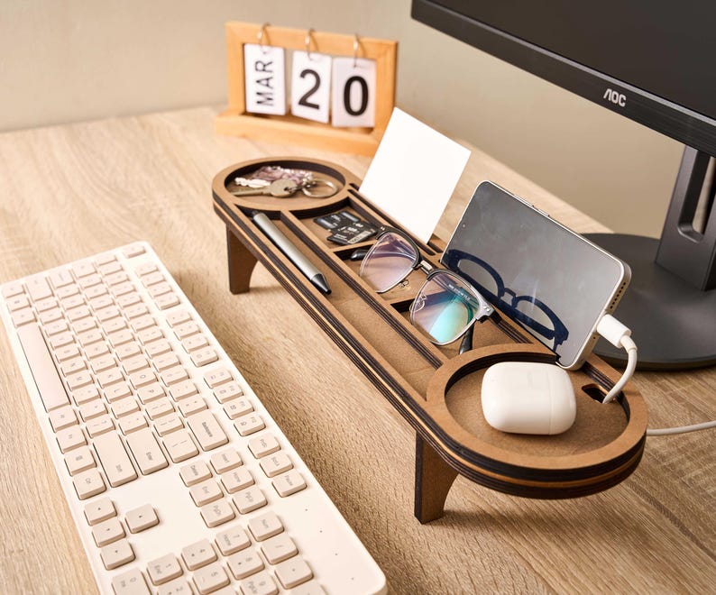Custom Wood Desk Organizer, Personalized Desk Organizer, Office ...