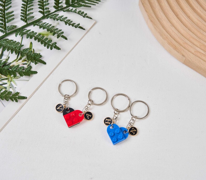 Personalized Initial Heart Keychain Set, Initials Matching Keychains ...