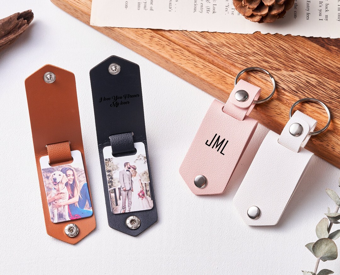 Personalized Gifts for Him, Photo Keychain, Leather Keychain With Photo ...