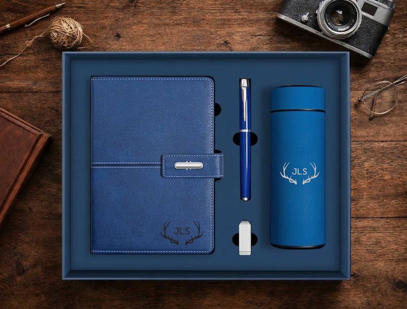 Personalized PU Leather Notebook Set, Custom Engraved Journal Gift ...