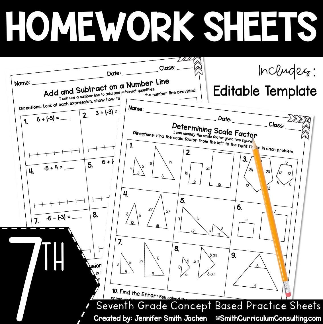 7th Grade Math Homework Sheets: Full Year Practice Bundle - Etsy