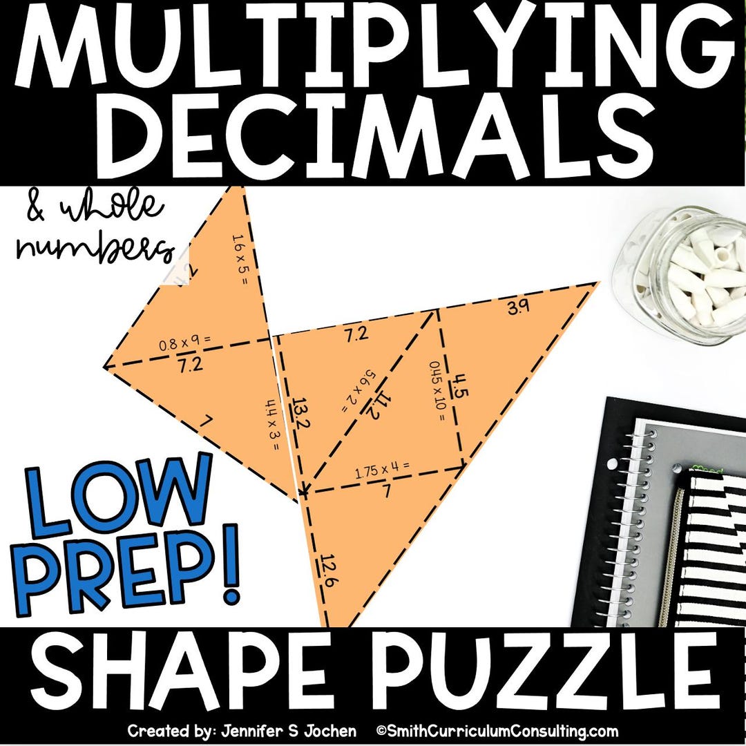 Multiplying Decimals by Whole Numbers Puzzle Shape Activity for 4th ...