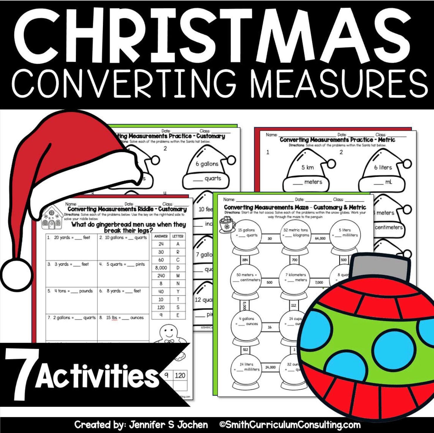 Christmas Math: Converting Measurements Practice (4th-5th Grade ...