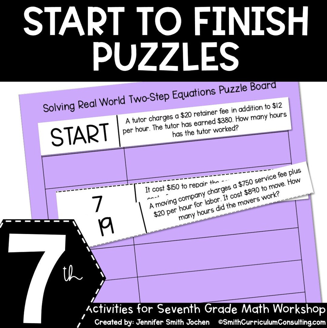 7th Grade Math Puzzles: Self-checking Math Station - Etsy