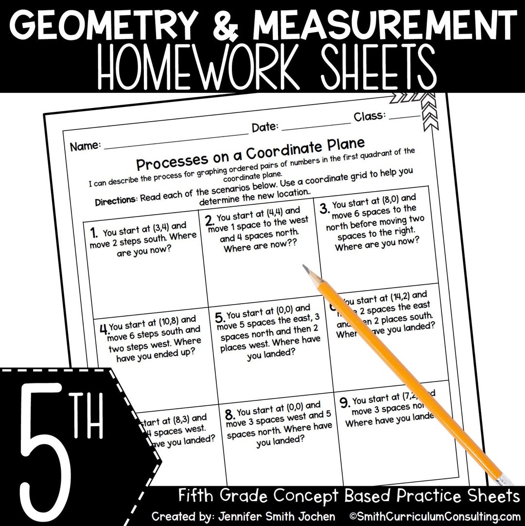 5th Grade Geometry and Measurement Homework Sheets - Practice Sheets ...