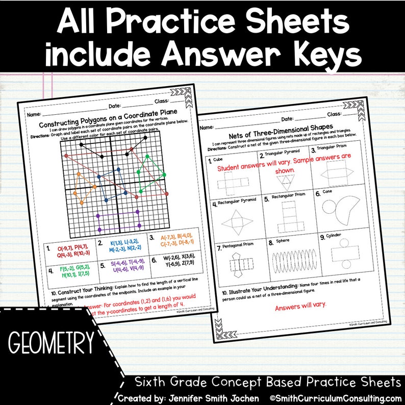6th Grade Geometry Homework Sheets - Practice Sheets Math Worksheet ...