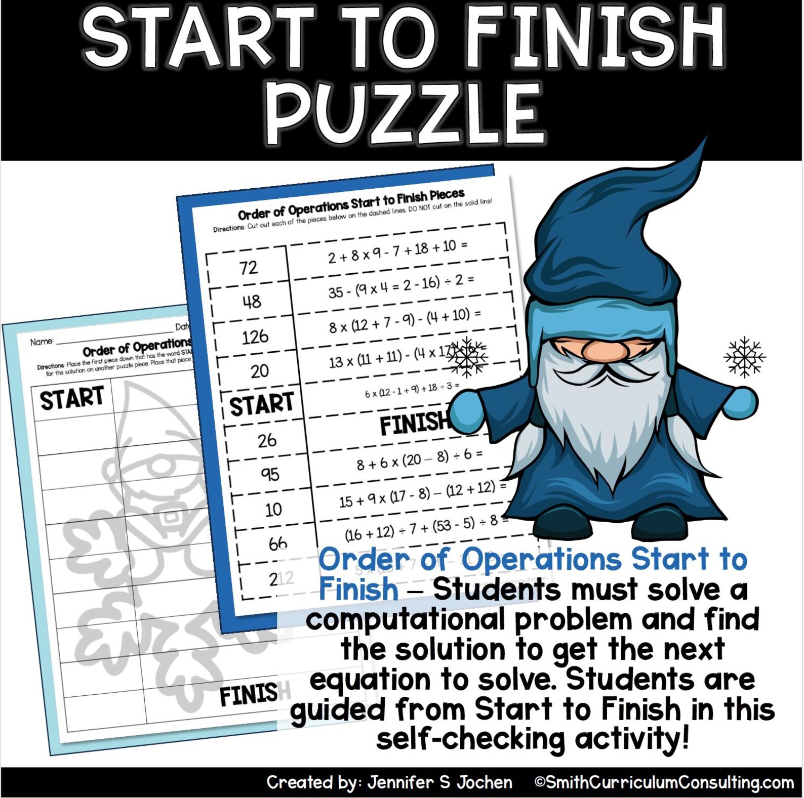 Winter Math Activity Order of Operations 4-5th Grade LOW PREP Worksheet ...