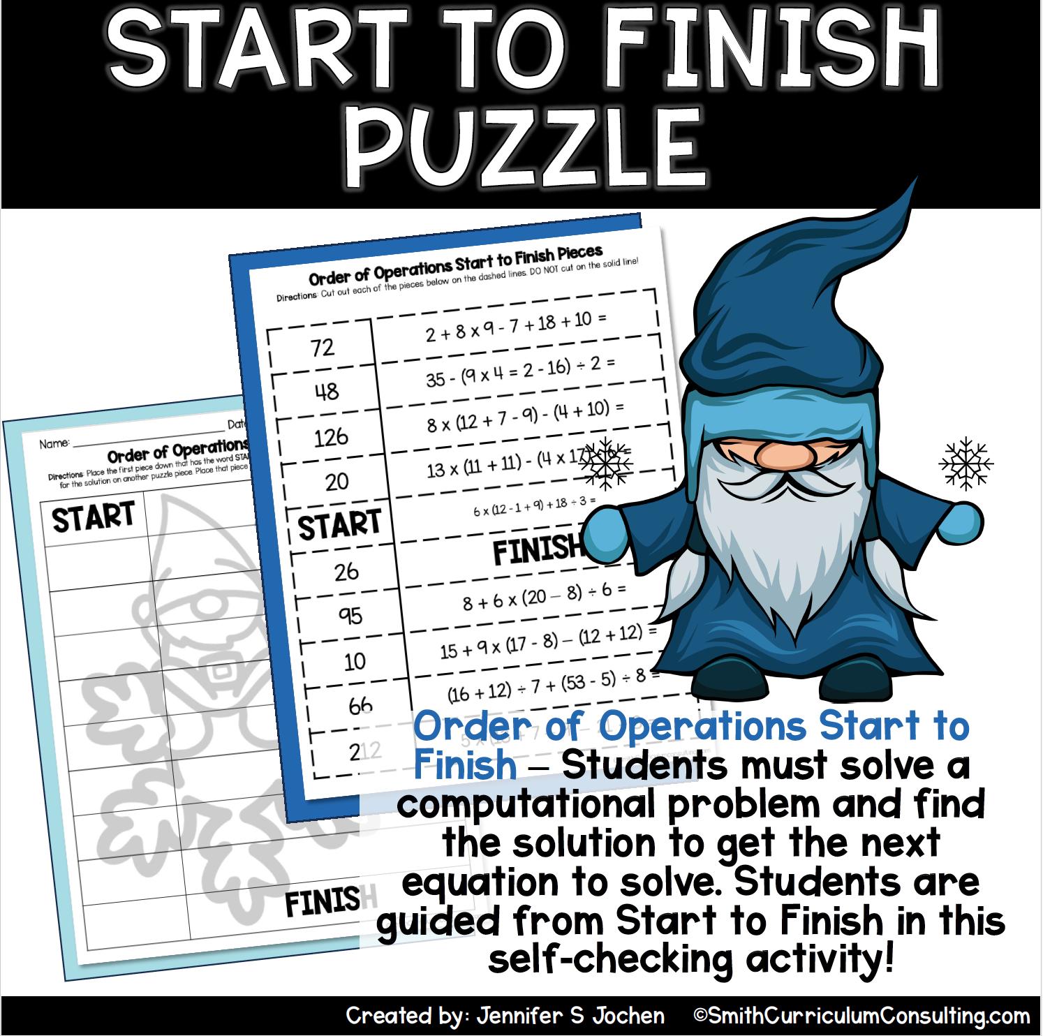 Winter Math Activity Order of Operations 4-5th Grade LOW PREP Worksheet ...