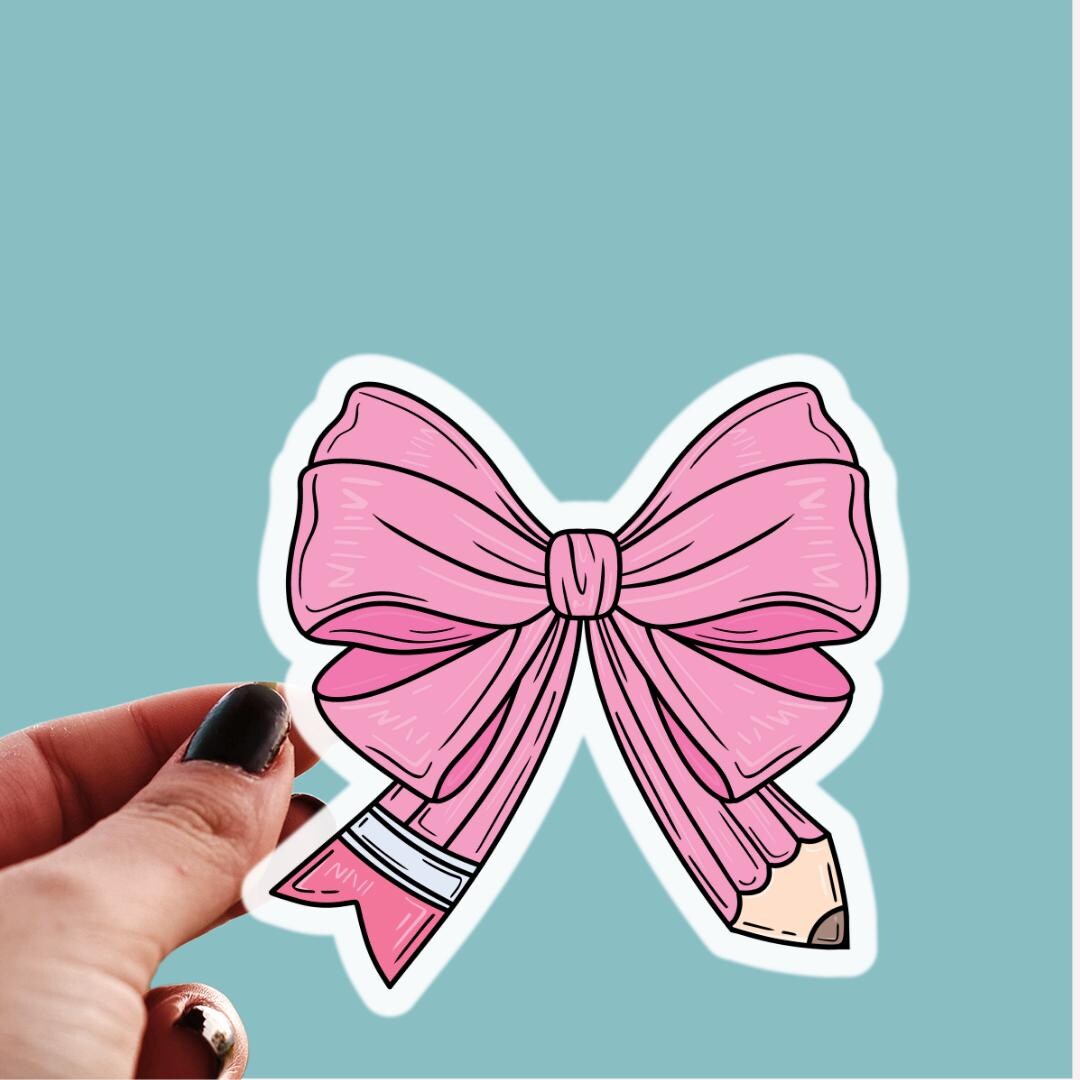 Bow Stickers, Pink Pencil Sticker, Coquette, Planner Stickers, Cute ...