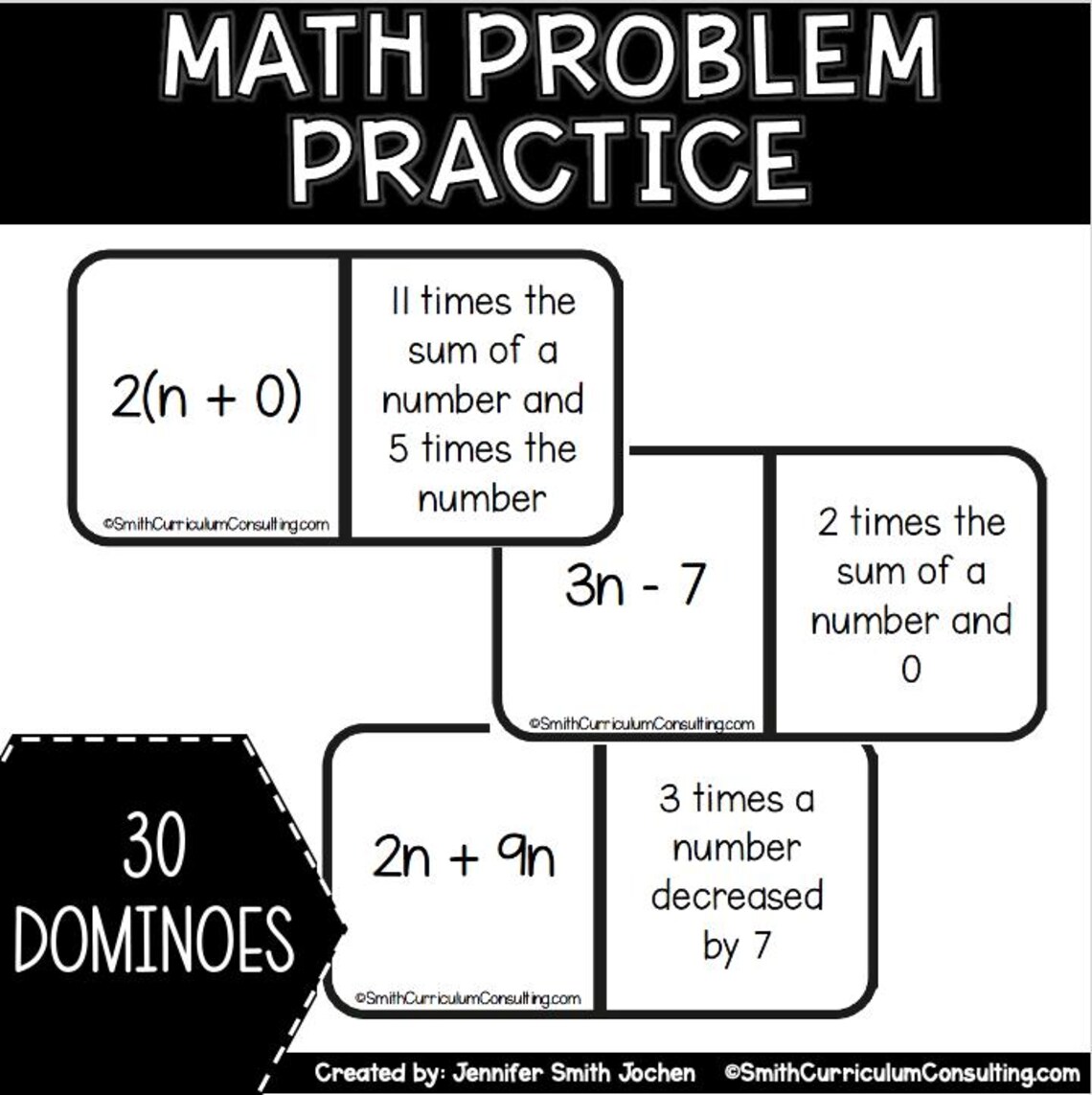 Expressions Dominoes Matching Algebraic Expressions TEKS 6.7a 6.7b ...