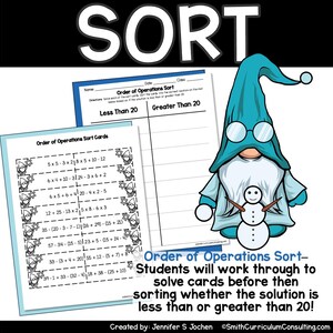 Winter Math Activity Order of Operations 4-5th Grade LOW PREP Worksheet ...