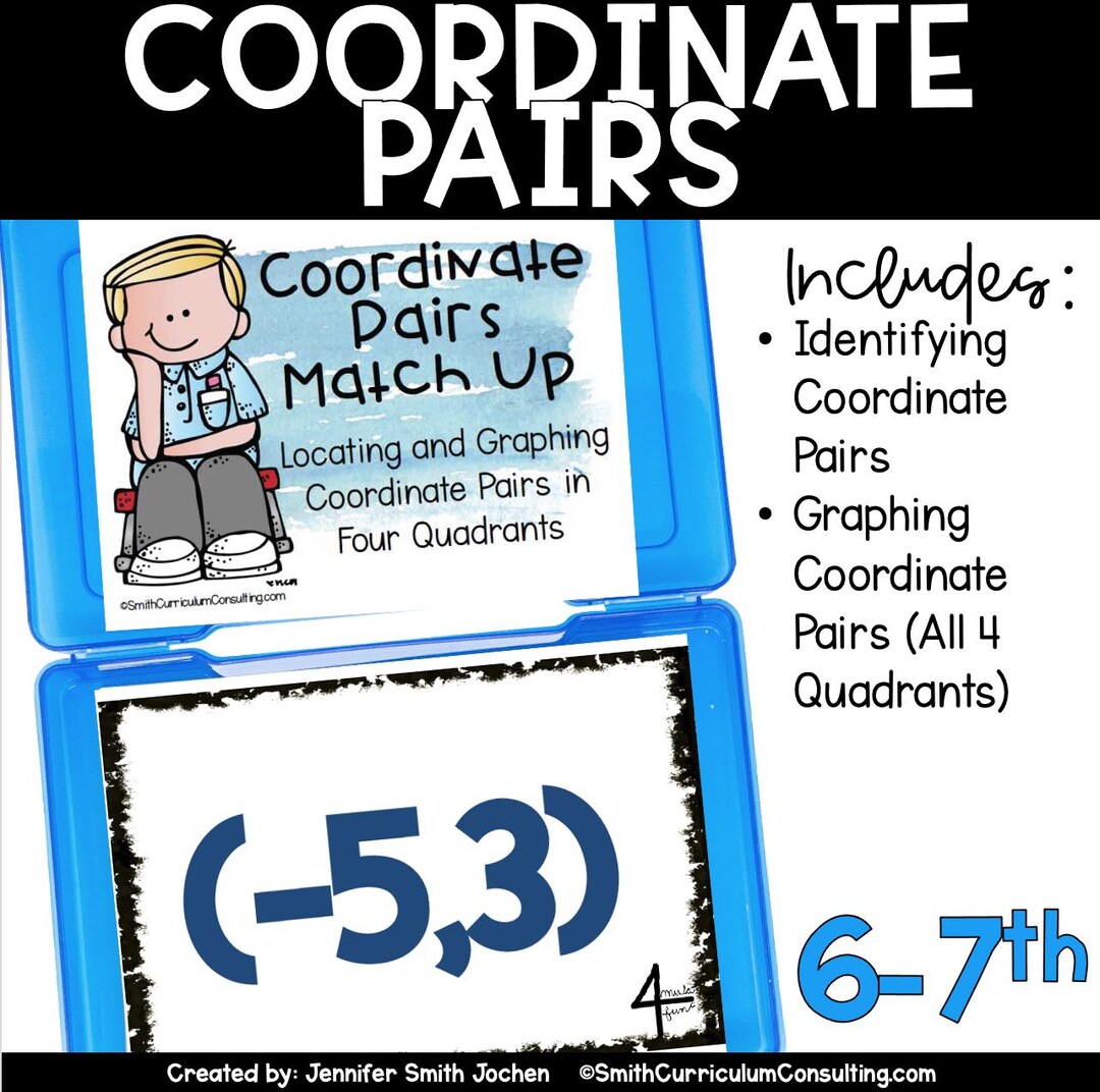 Coordinate Pair Graphing Task Card Match up TEKS 6.11a Four Quadrants ...