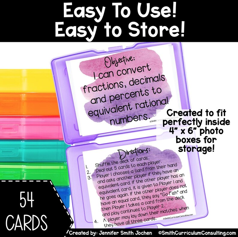 Converting Fractions Decimals and Percents Go Fish TEKS 6.2a Math Game ...