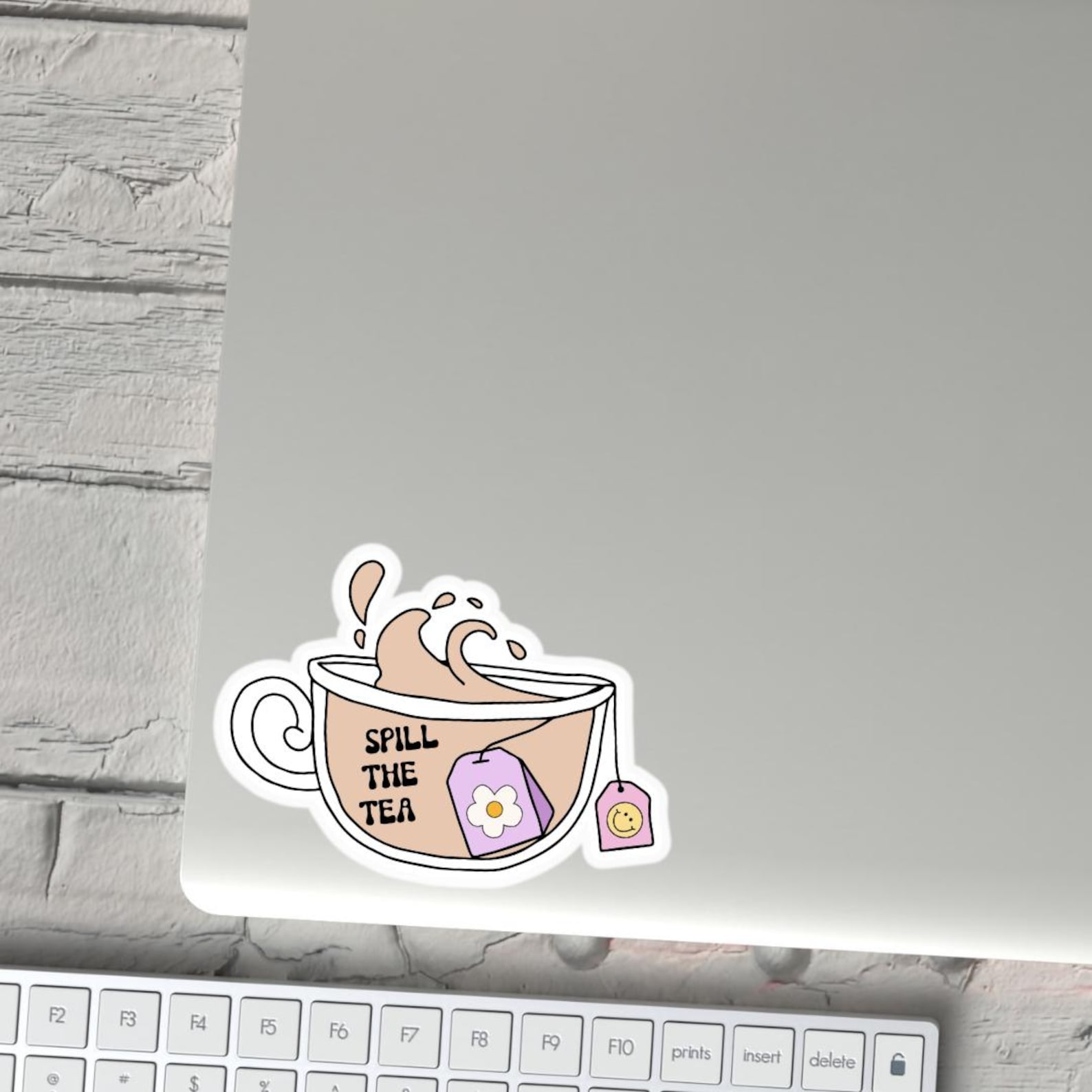 Tea Cup Spill the Tea Stickers Gossip Tea Bag Decals, Trendy Laptop ...