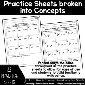 5th Grade Math Homework Sheets for Full Year Bundle Practice Assessment ...