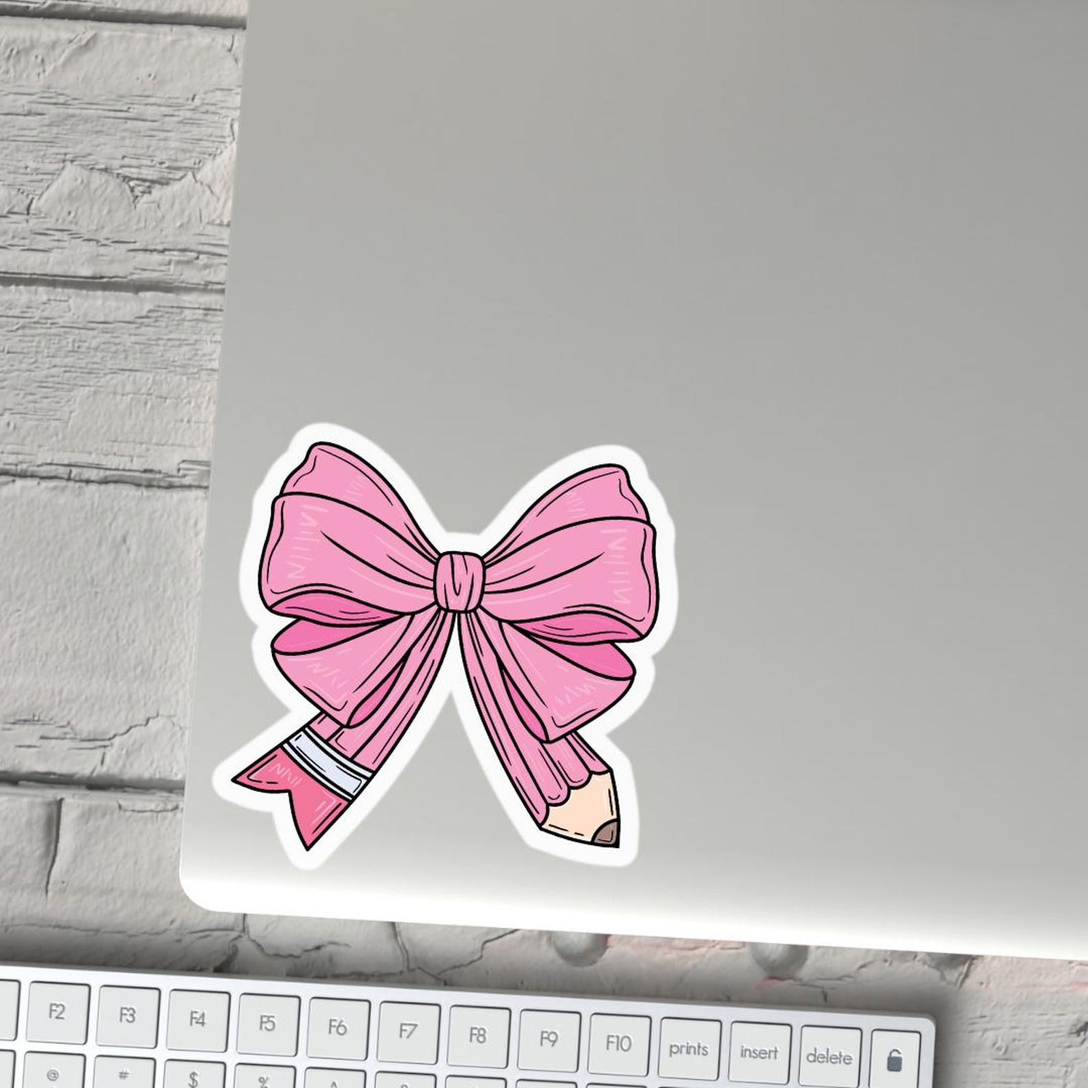 Bow Stickers, Pink Pencil Sticker, Coquette, Planner Stickers, Cute ...
