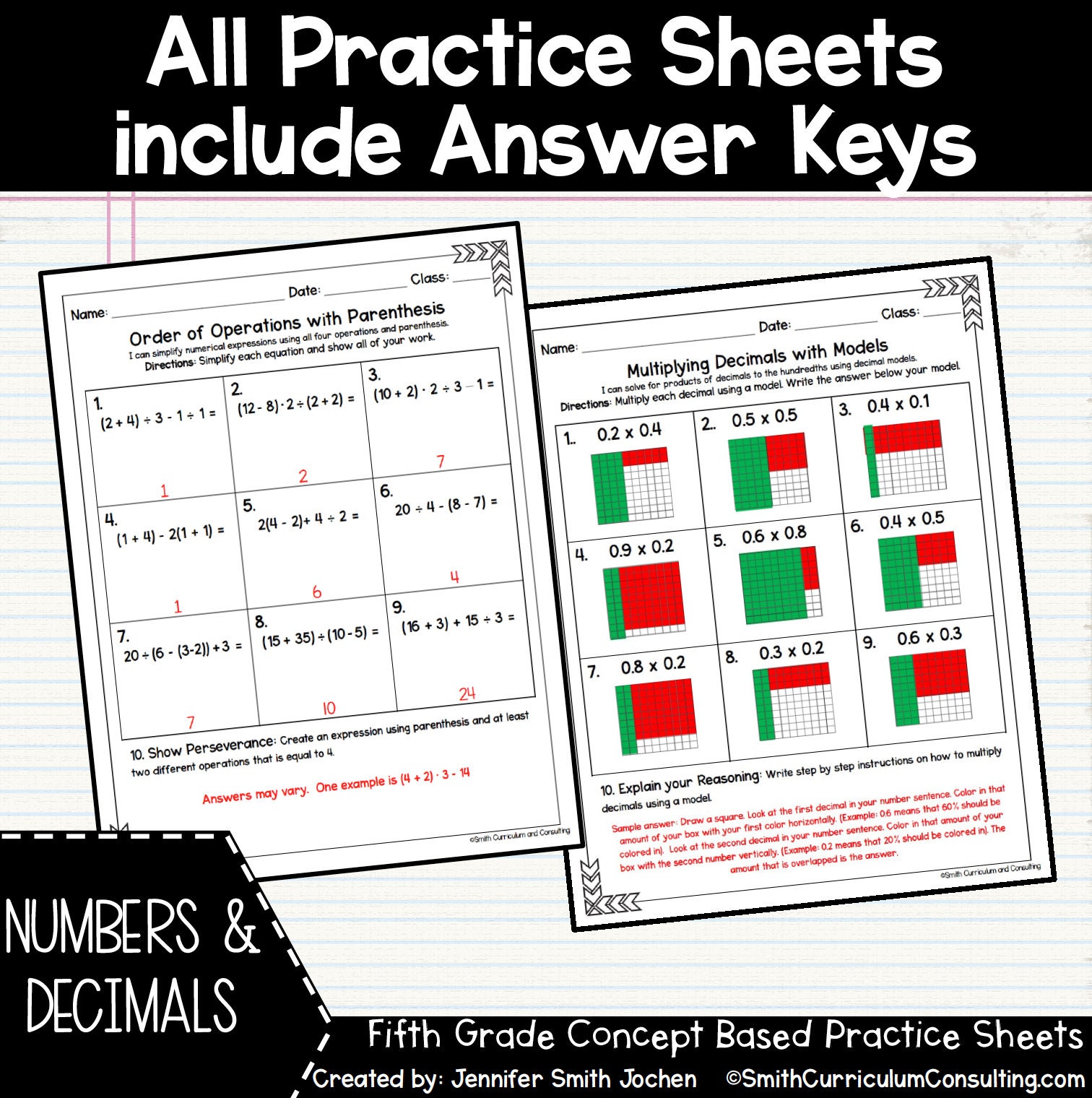 5th Grade Numbers and Decimals Homework Sheets - Practice Sheets - Math ...