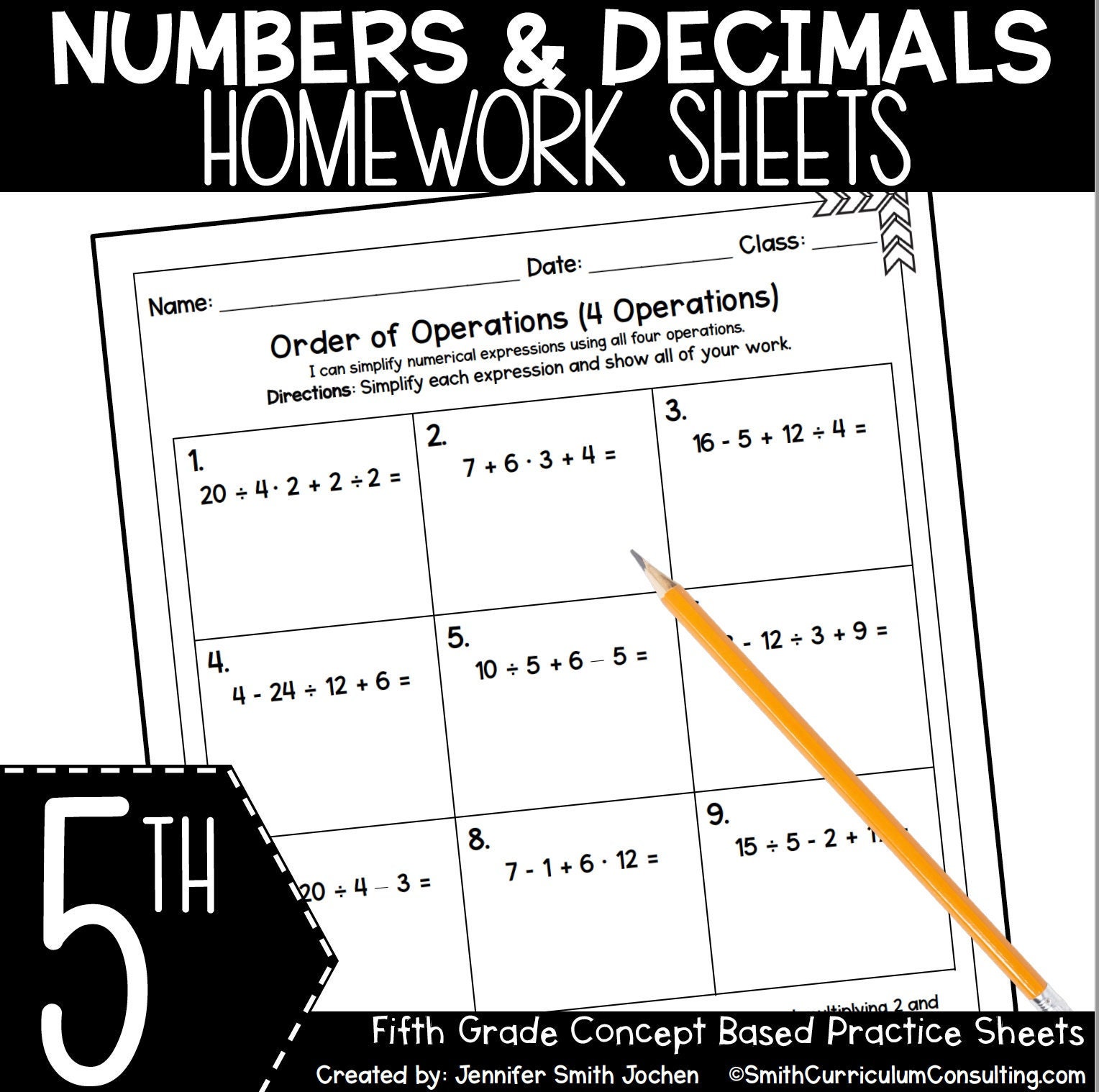 5th Grade Numbers and Decimals Homework Sheets - Practice Sheets - Math ...