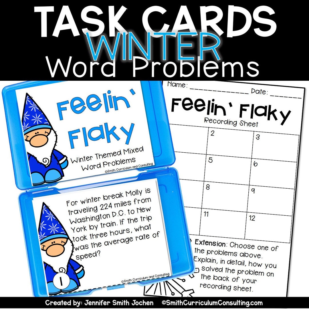 Winter Math Task Cards Feelin Flaky Winter Word Problems Task Cards ...