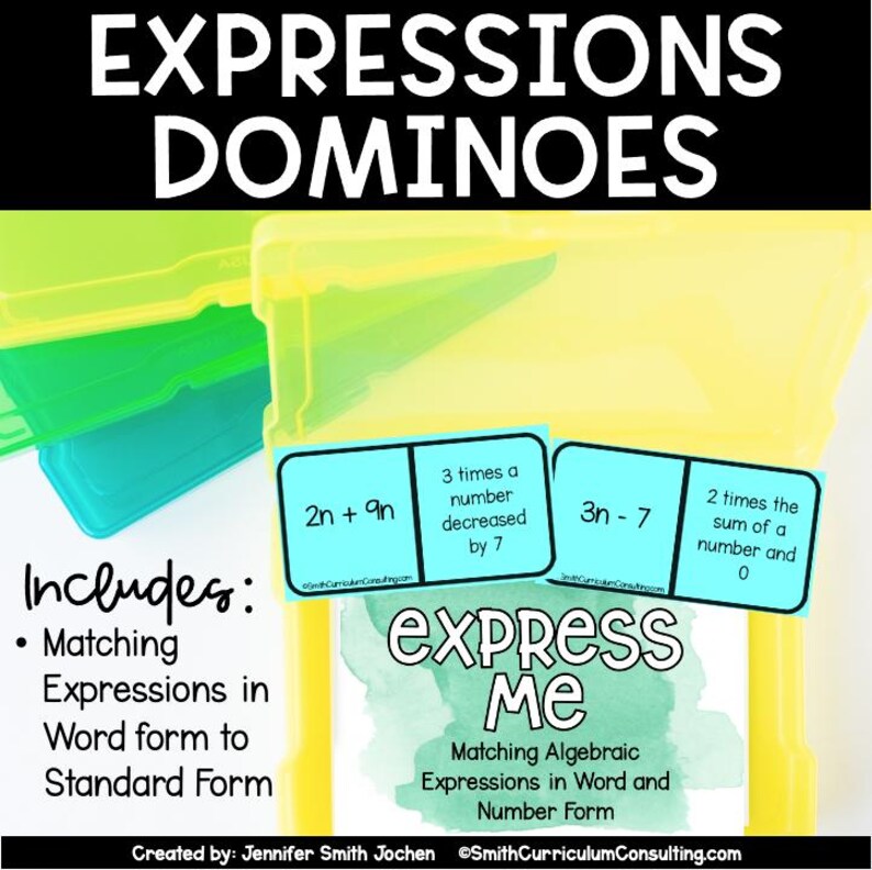 Expressions Dominoes Matching Algebraic Expressions TEKS 6.7a 6.7b ...