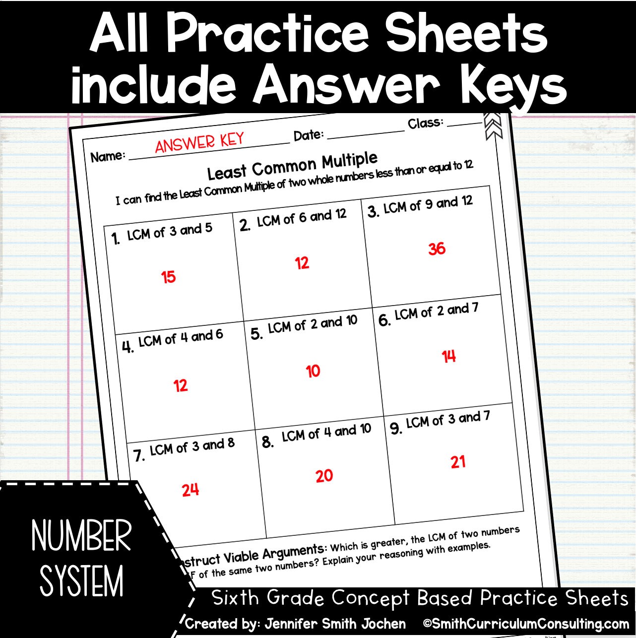 6th Grade Number System Homework Sheets - Practice Sheets - Math ...