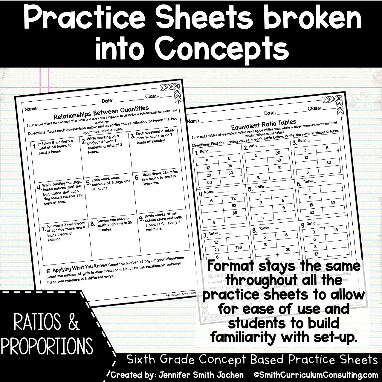 6th Grade Ratios and Proportions Homework Sheets - Practice Sheets ...