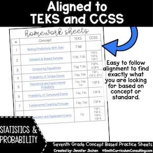 7th Grade Statistics & Probability Practice Sheets (printable) - Etsy