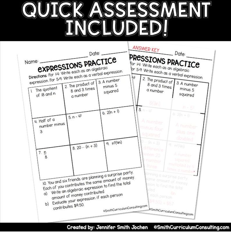 Expressions Dominoes Matching Algebraic Expressions TEKS 6.7a 6.7b ...