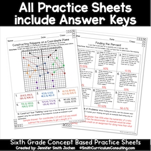 6th Grade Math Homework Sheets for Full Year Bundle Practice Assessment ...