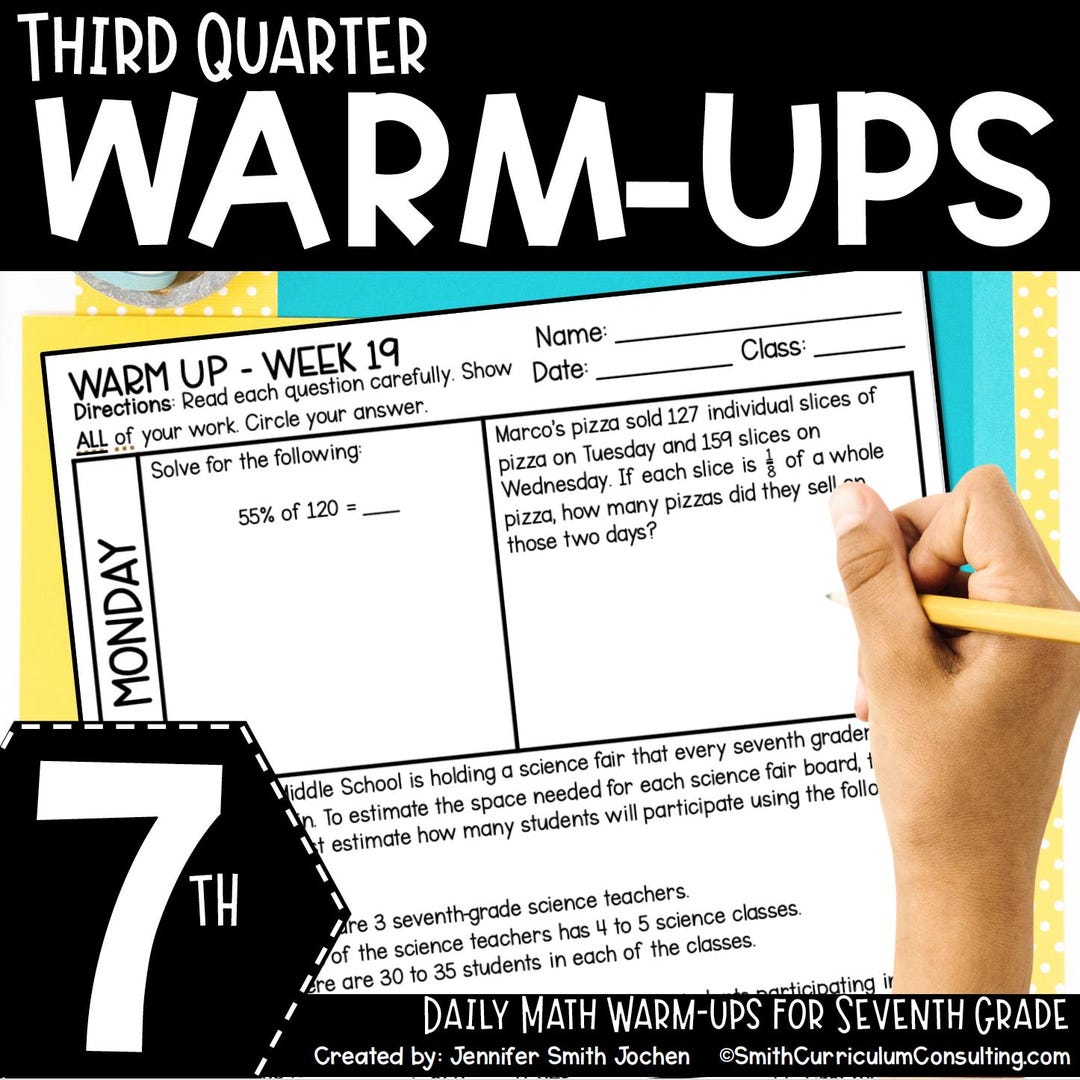 7th Grade Math Warm Ups - Third Quarter - Daily Bell Ringers, Bellwork ...