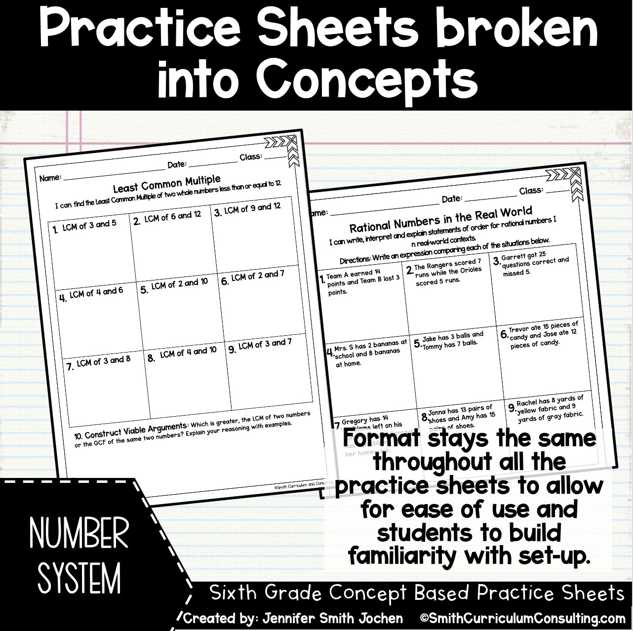 6th Grade Number System Homework Sheets - Practice Sheets - Math ...