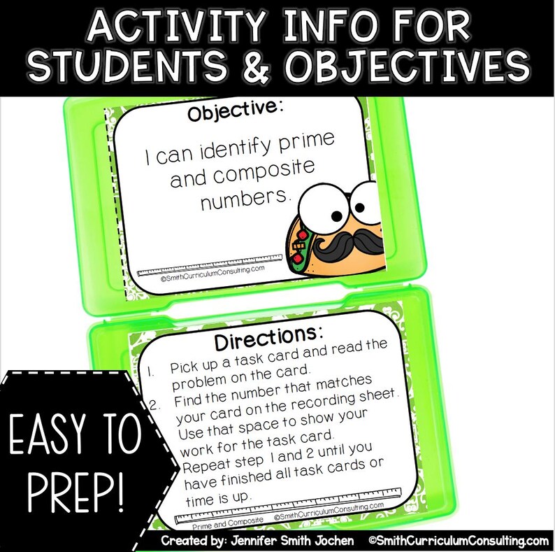 Prime and Composite Task Cards TEKS 5.4a Math Station Math Review Test ...