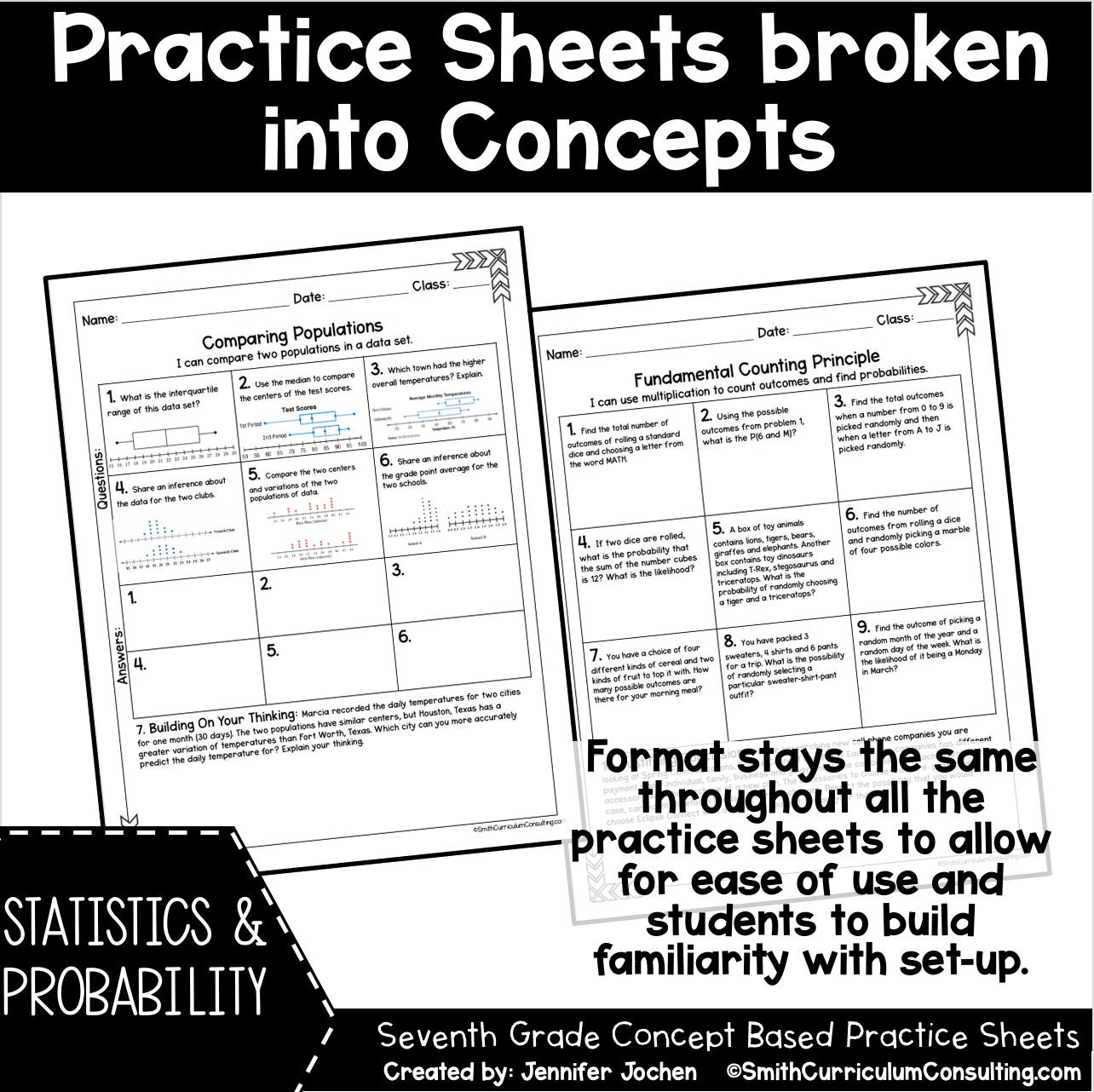 7th Grade Statistics Probability Homework Sheets - Practice Sheets Math ...